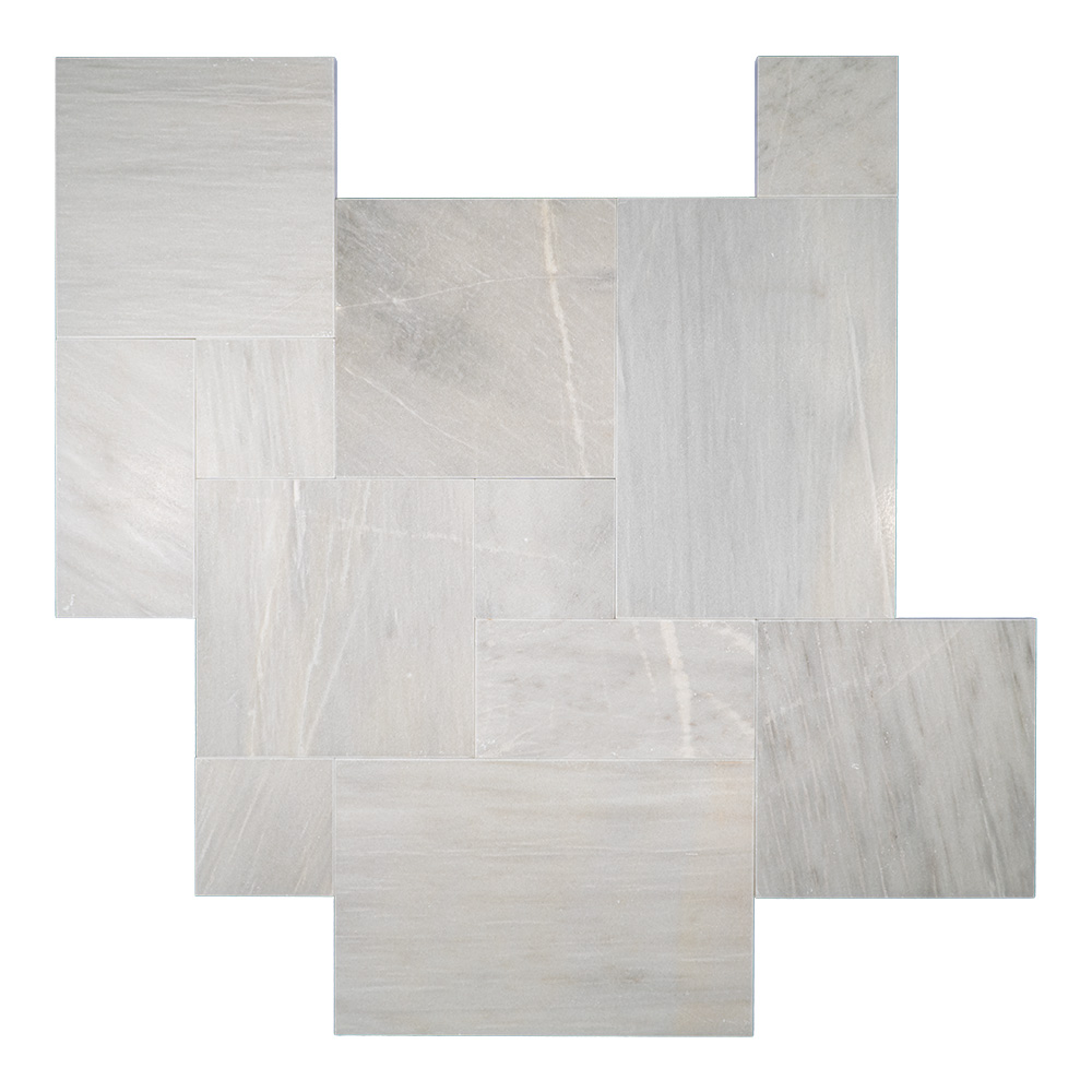 White Aurora Tumbled Marble Paver - USA Marble LLC